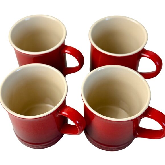 Le Creuset | Dining | Le Creuset Cerise Red Stoneware Mugs 4 Oz Set Of ...